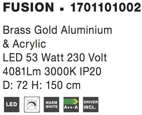LED lustr Fusion 72 zlaté