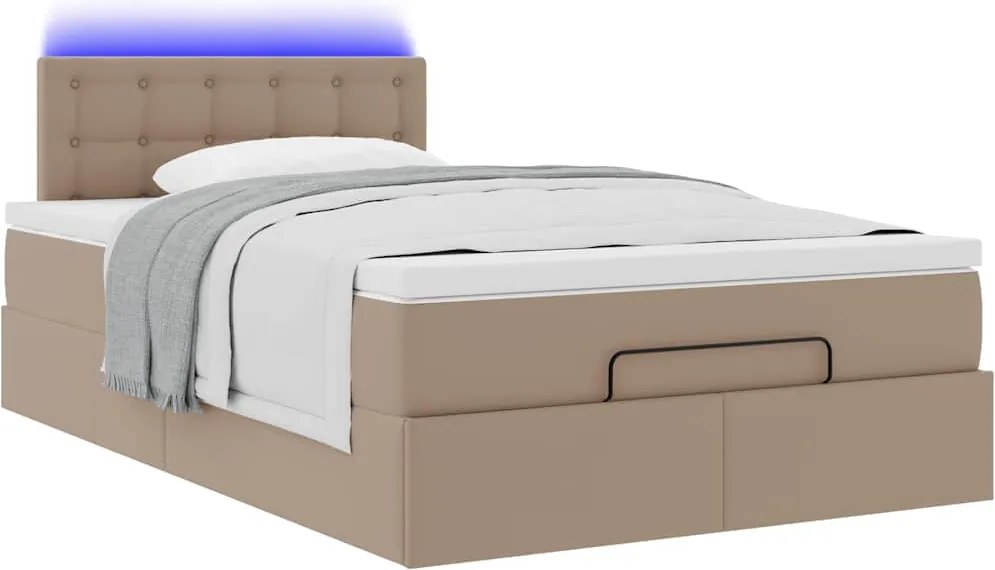 Osmanský postel s matracemi&LED cappuccino 120x190cm umělá kůže 3312146