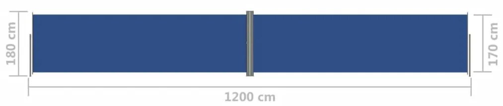 Zatahovací boční markýza modrá 180 x 1 200 cm,  318076