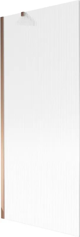 Mexen Next, vanová zástěna 1-křídlová 80 x 150 cm, fixní křídlo, 6 mm sklo s pruhy, růžové zlato profil, 895-080-000-00-09-60