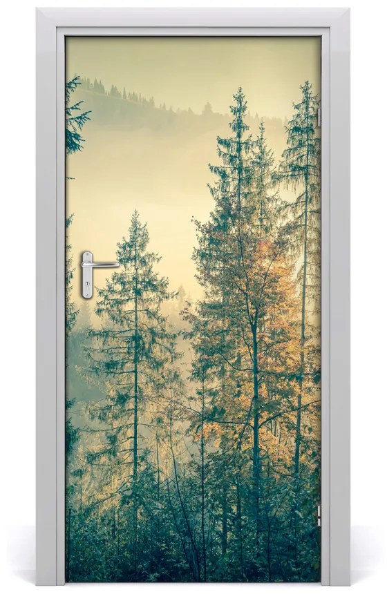 Fototapeta na dveře mlha nad lesem 85x205 cm