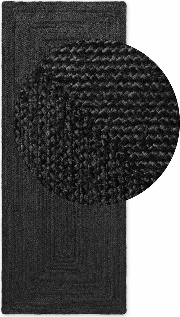 Hanse Home, Běhoun Juno 106324 Black, 80x200, černá, chodba / předsíň