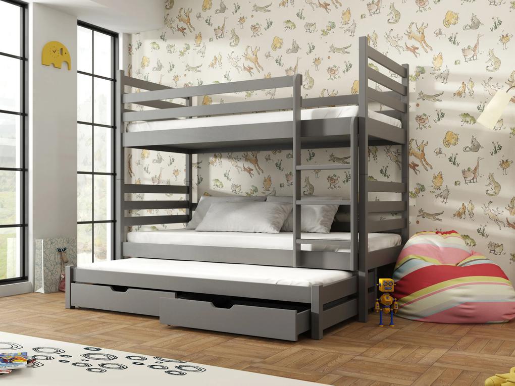 Dětská postel 90 cm TORI (s roštem a úl. prostorem) (grafit). 1013274