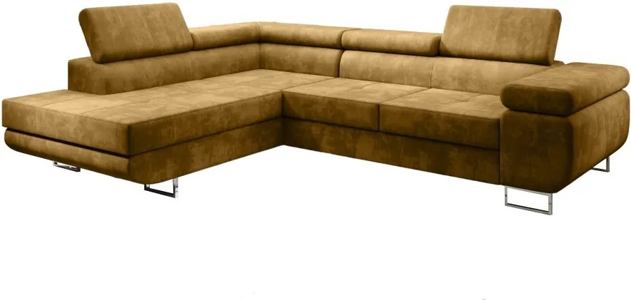 Rozkládací rohová sedačka ALBERTO DELUXE pravý roh hnědá