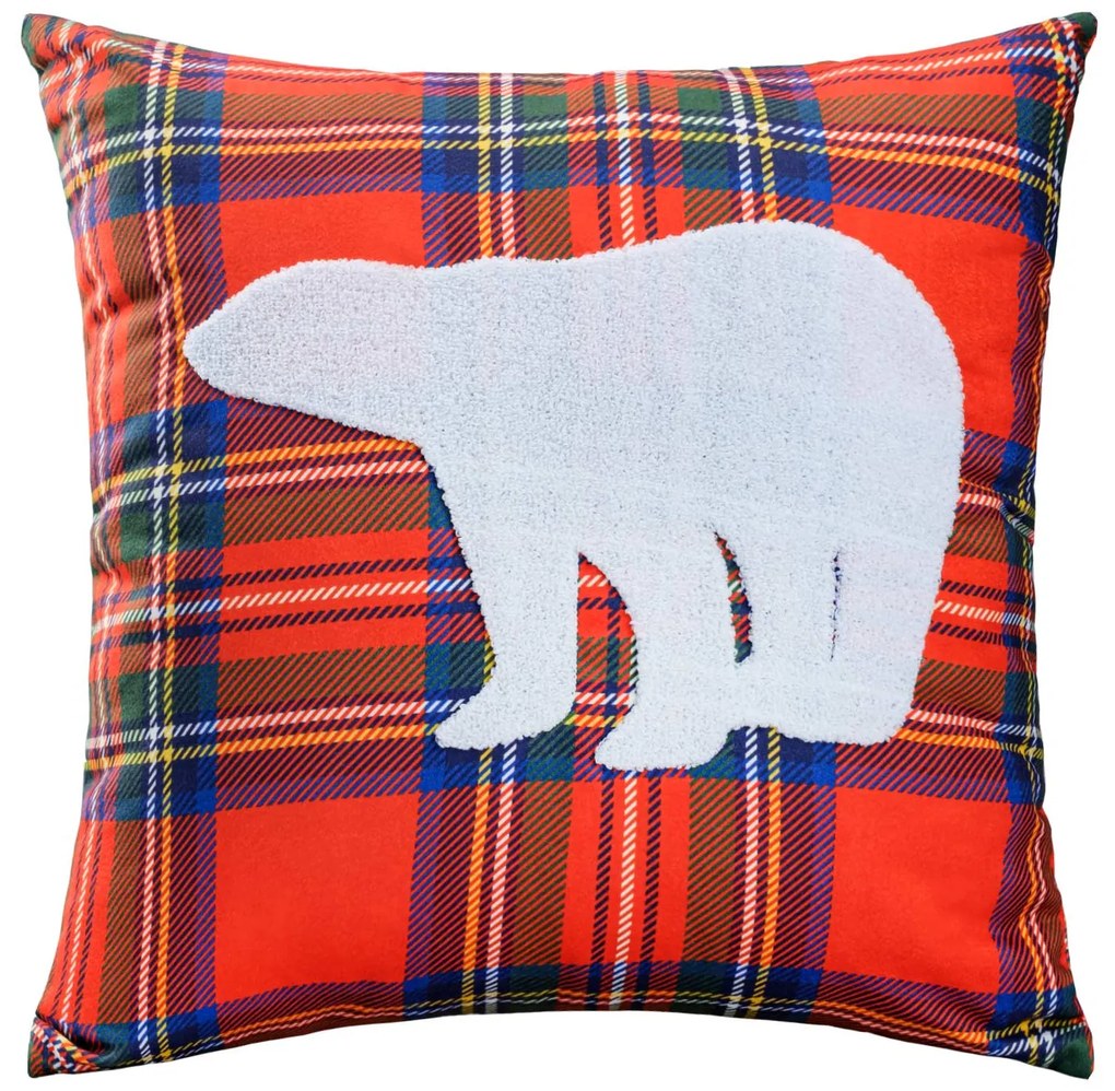 VÁNOČNÍ DEKORAČNÍ POVLAK NA POLŠTÁŘ BEAR 45X45 CM VZOROVANÁ