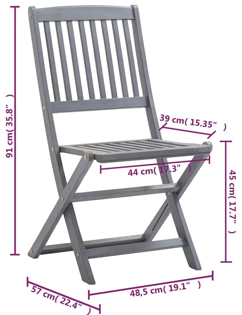 vidaXL Marketos Skládací zahradní židle s poduškami 6 ks masivní akáciové dřevo