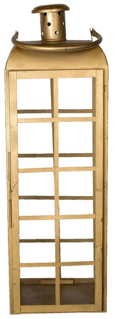 Zlatá kovová lucerna Simply na zavěšení- 17*17*60 cm