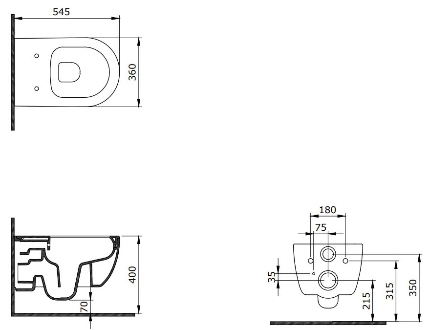 BOCCHI V-Tondo - WC závěsné 545x360 mm, Rimless + sedátko wrap over, Soft Close - SET, bílá lesklá