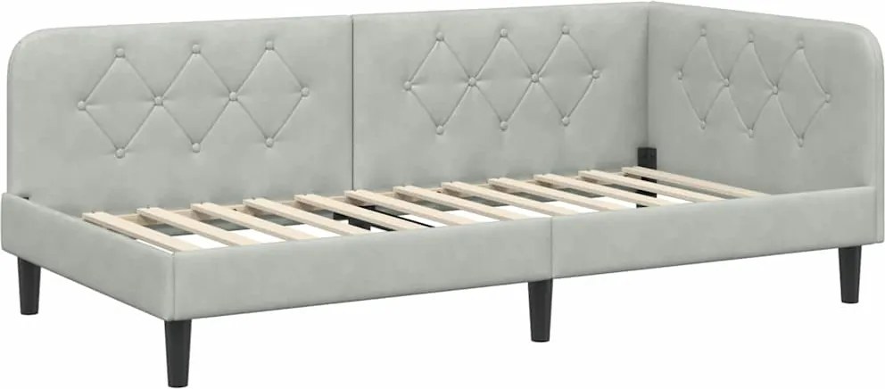 Rohový rám postele Světle šedá 90 x 200 cm samet 3394154
