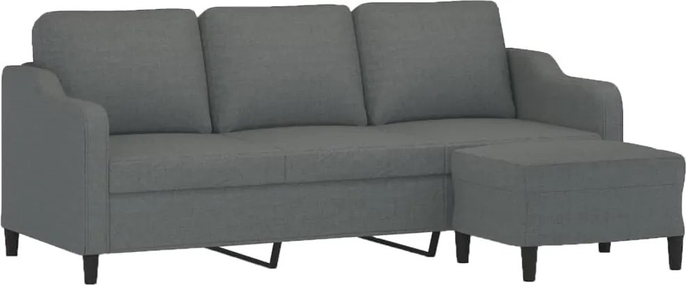 3místná pohovka s podnožkou tmavě šedá 180 cm textil 3201136