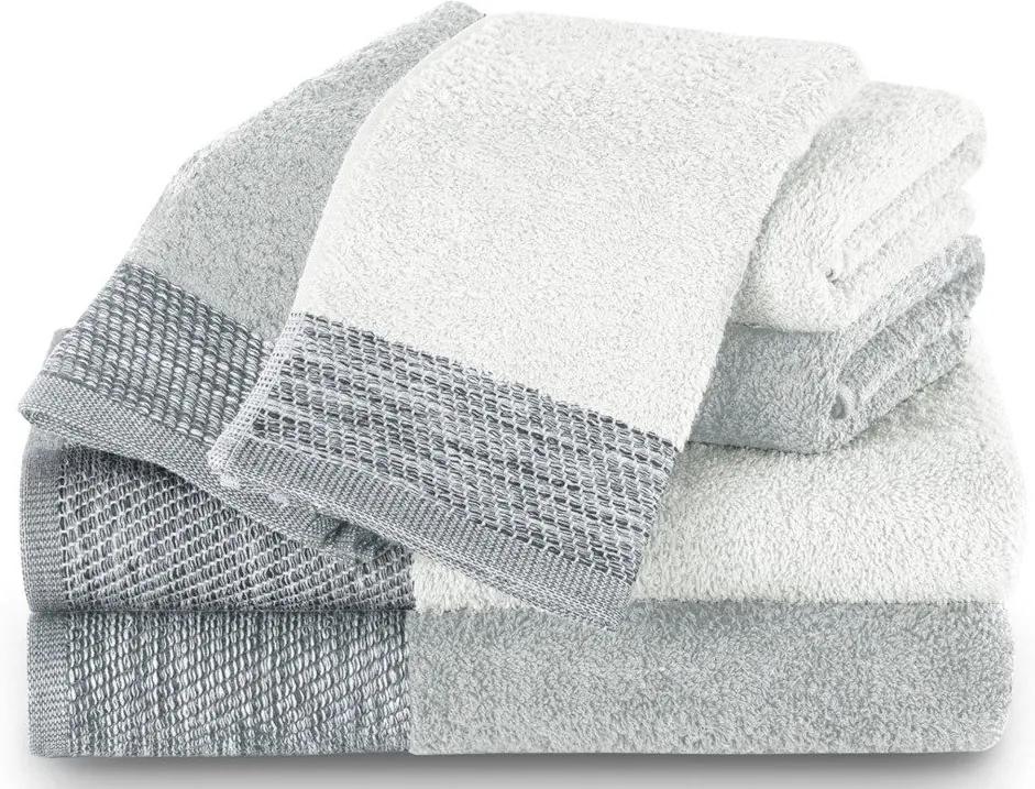 AmeliaHome Set 6 ks ručníků 100 % bavlna Aria - bílá/sv. šedá