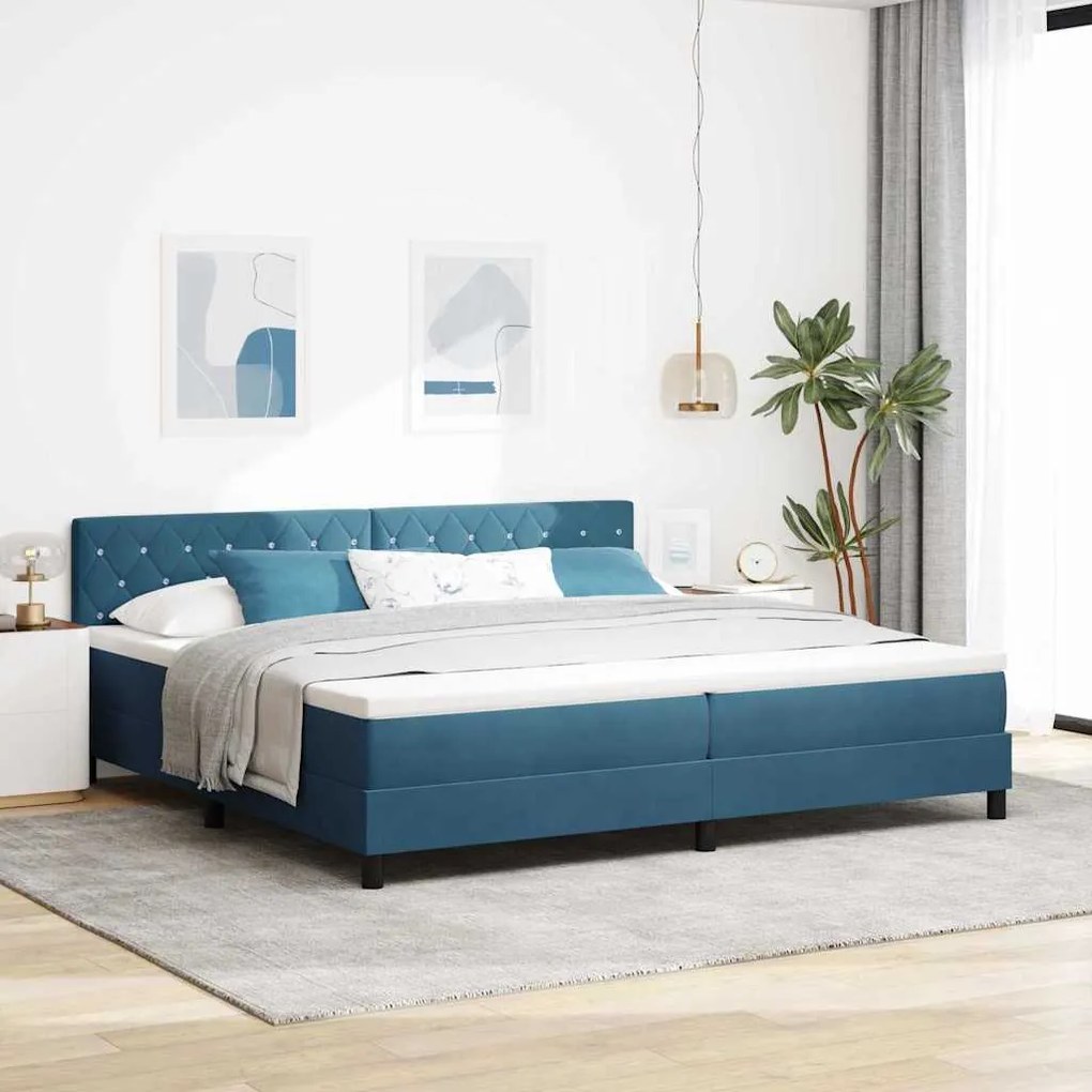 Postel s boxspringem s matrací Tmavě modrá 200 x 200 cm samet 3339132