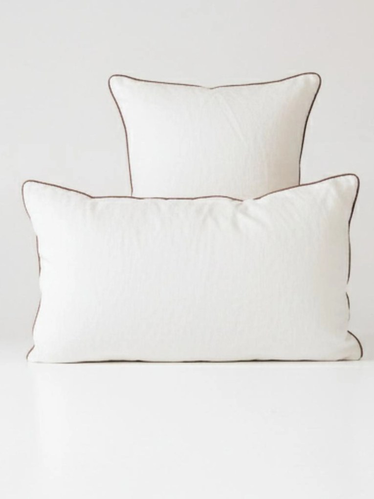 Sada lněných povlaků na polštáře White Natural, 2 díly