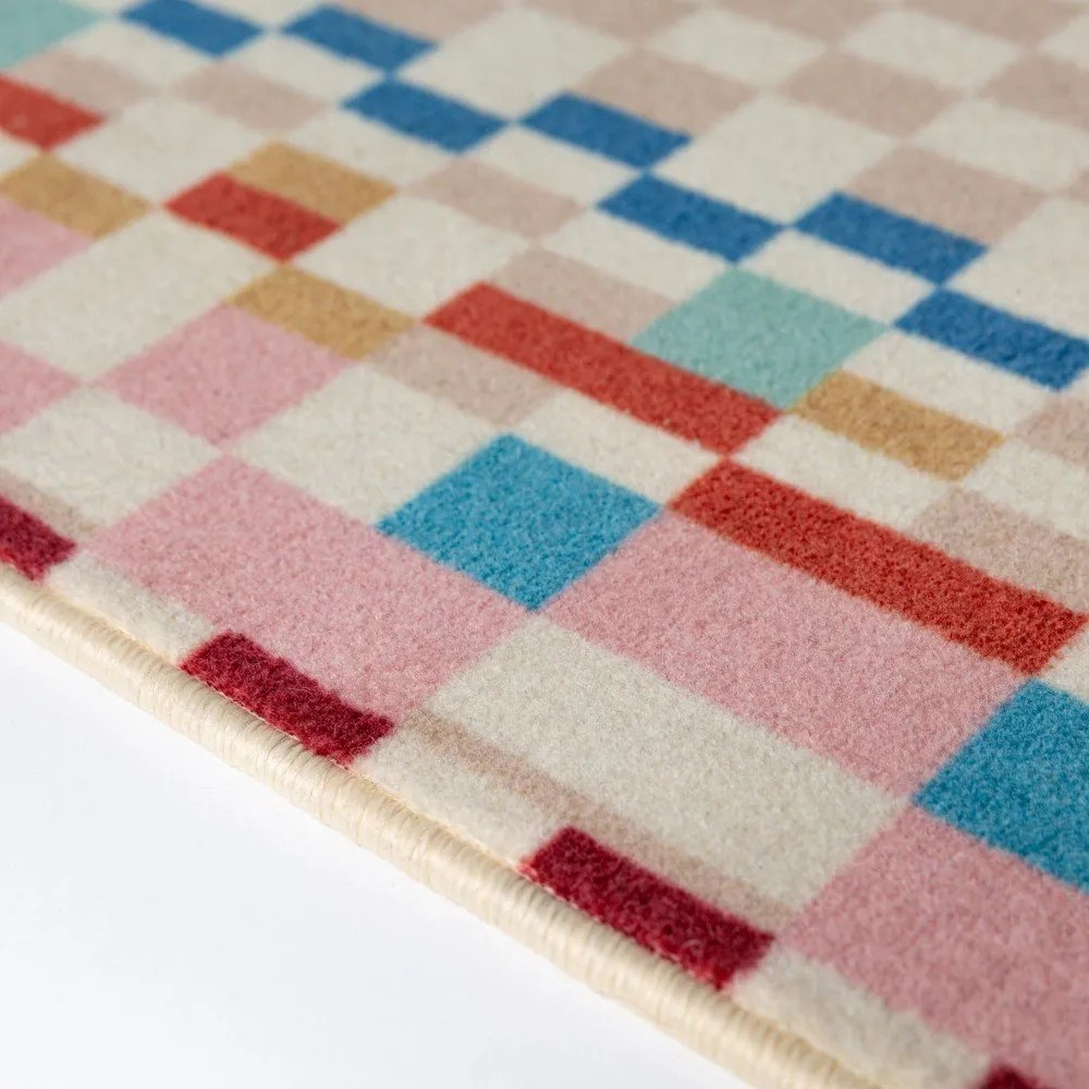 Běhoun s příměsí vlny 80x300 cm Checkered Border – Flair Rugs