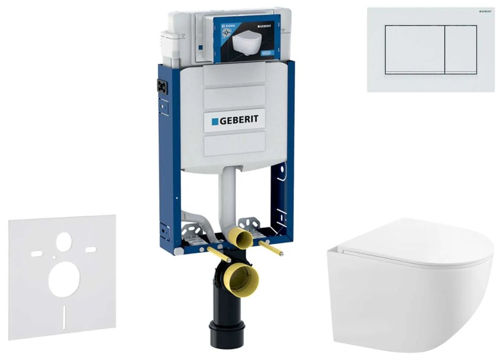 Geberit Kombifix - Set předstěnové instalace, kompaktního klozetu Gaia a sedátka softclose, tlačítko Sigma20, bílá/bílá mat SANI15CA3130