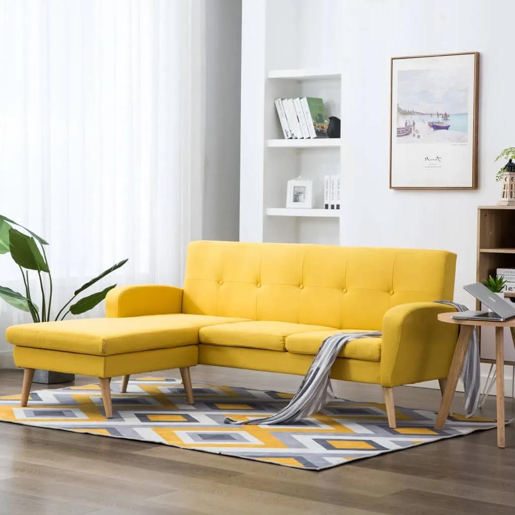 Rohová sedačka Crete - textilní čalounění - žlutá | 186x136x79 cm