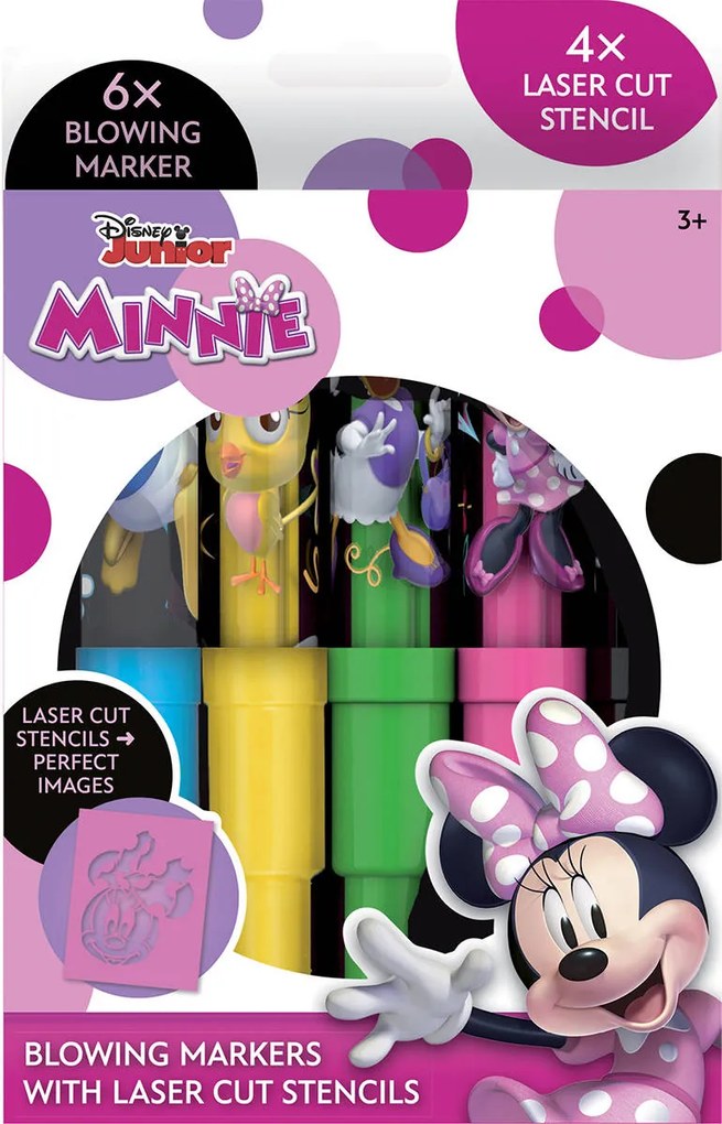 JIRI MODELS Fixy foukací 6ks Disney Minnie Mouse set se 4 šablonami 7l