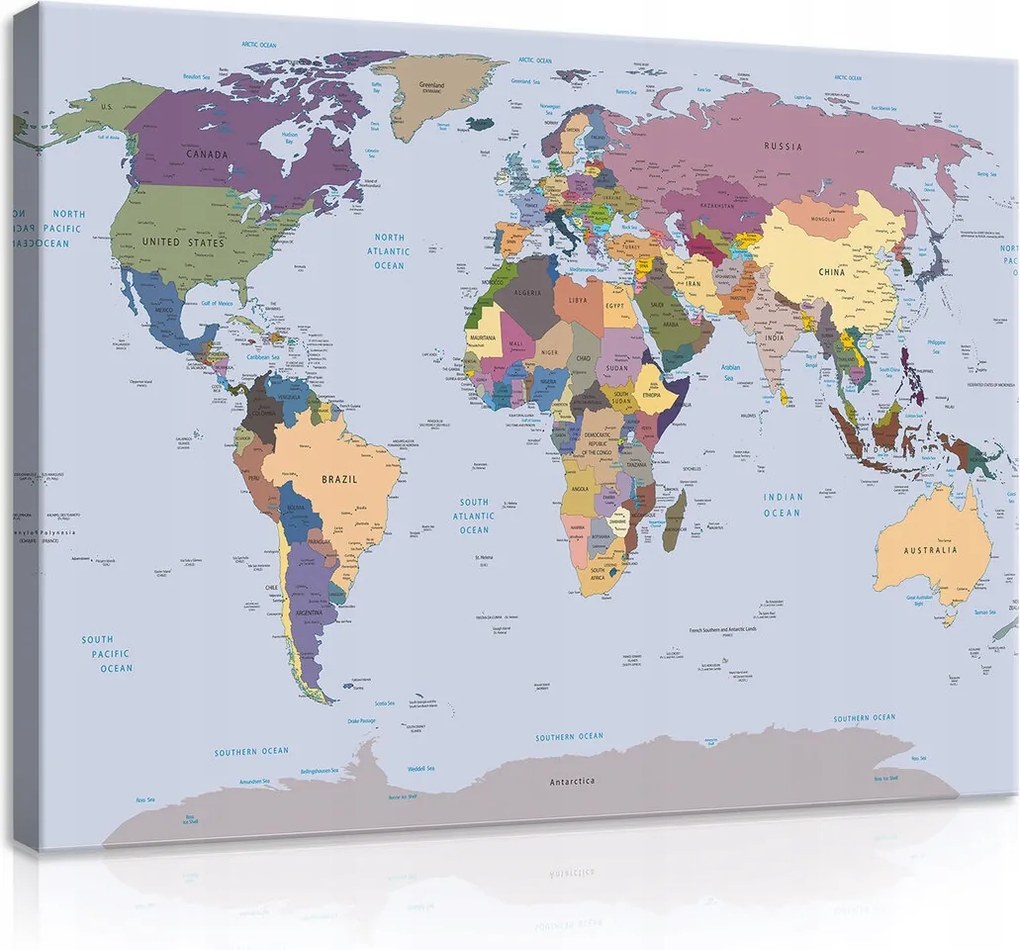 Obraz 100x75 Mapa světa nástěnná mapa kontinenty cestování dekorace