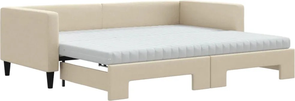 Válenda s přistýlkou a matracemi krémová 90 x 200 cm textil 3196600