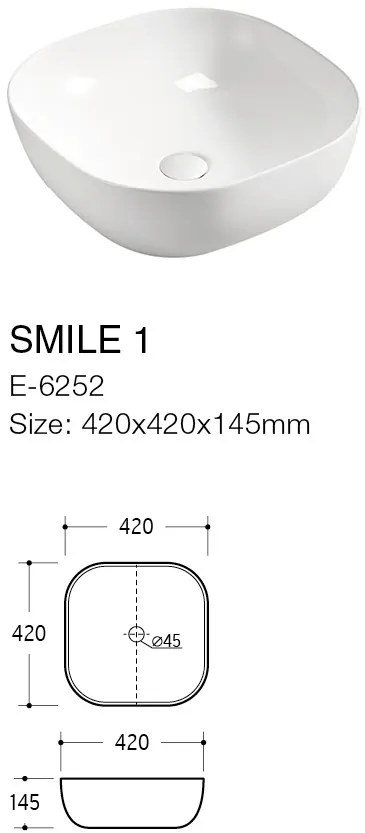 Comad Keramické umyvadlo na desku UM-6252 SMILE 40, bílá