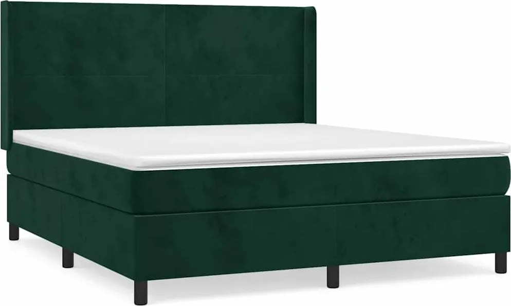 Box spring postel s matrací tmavě zelená 160x200 cm samet 3132570