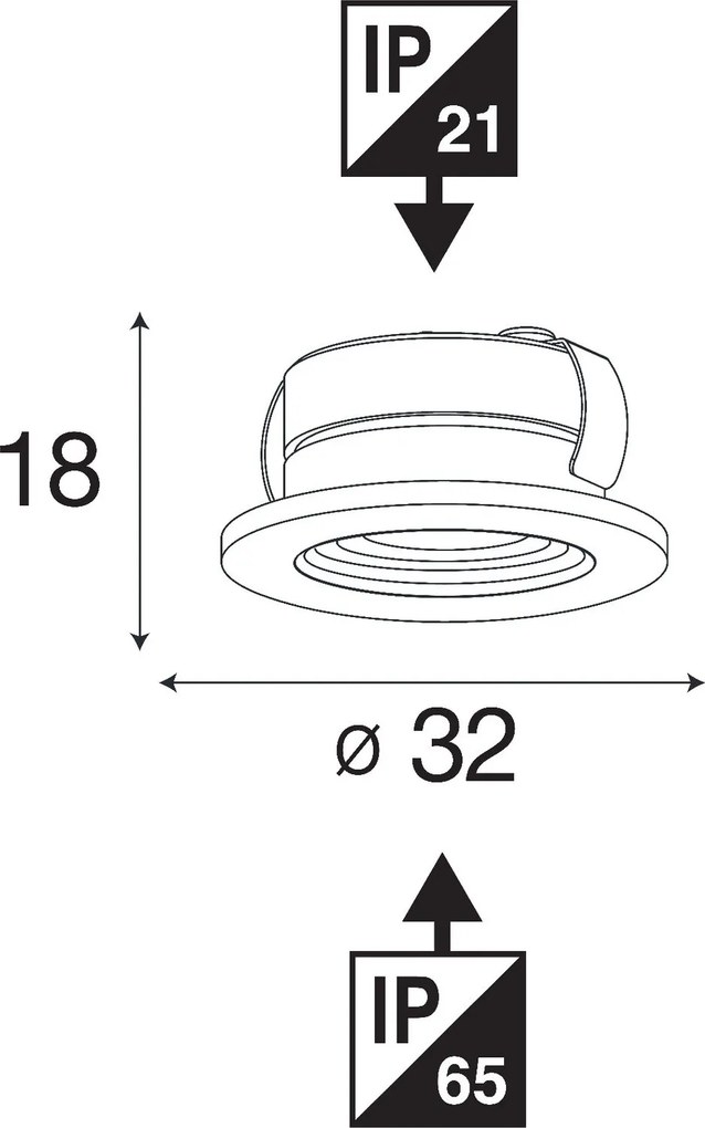 SLC SLC1204IP Vestavné LED svítidlo MiniOne Fixed 2,1 W 3 V 2700 K stmívatelné IP65 32 mm 45° Ra90 bílé - TLG