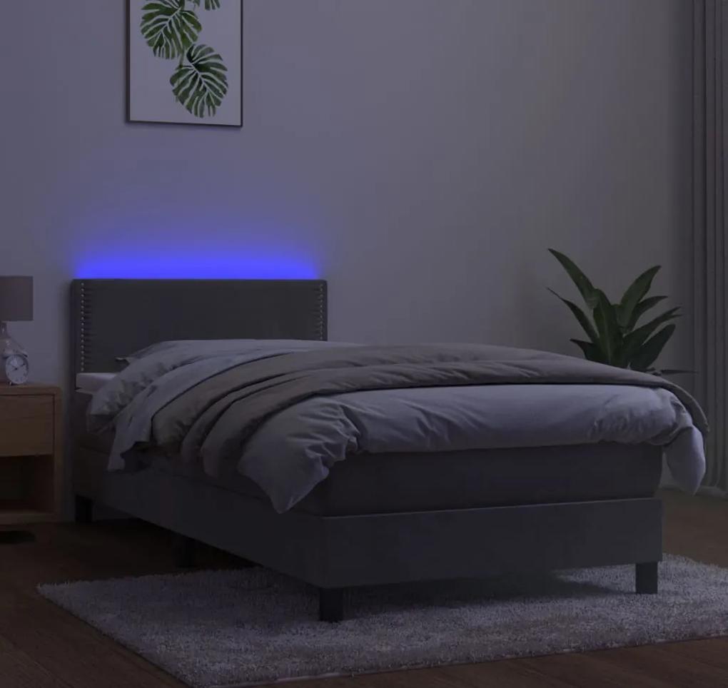 vidaXL Box spring postel s matrací a LED 80x200 cm samet [3134309] Barva: Černá