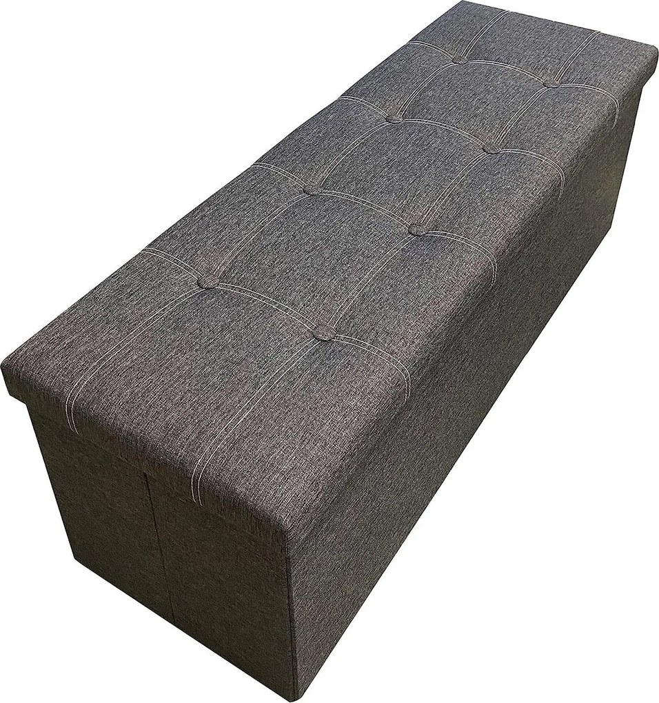 Taburet, úložná lavice skládací sedadlo, 110x38x38 cm, tmavě šedá