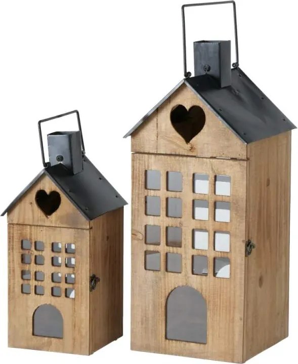 Dřevěná lucerna Home sweet home 40 cm - menší