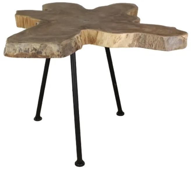 Odkládací stolek s deskou z teakového dřeva HSM collection Tribe, ⌀ 40 cm