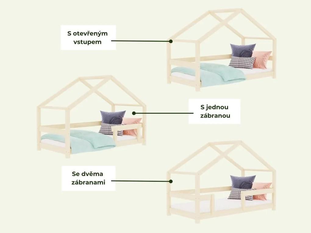 Benlemi Dětská postel domeček LUCKY se zábranou Zvolte barvu: Béžová, Zvolte rozměr: 120x200 cm, Zvolte zábranu: S otevřeným vstupem
