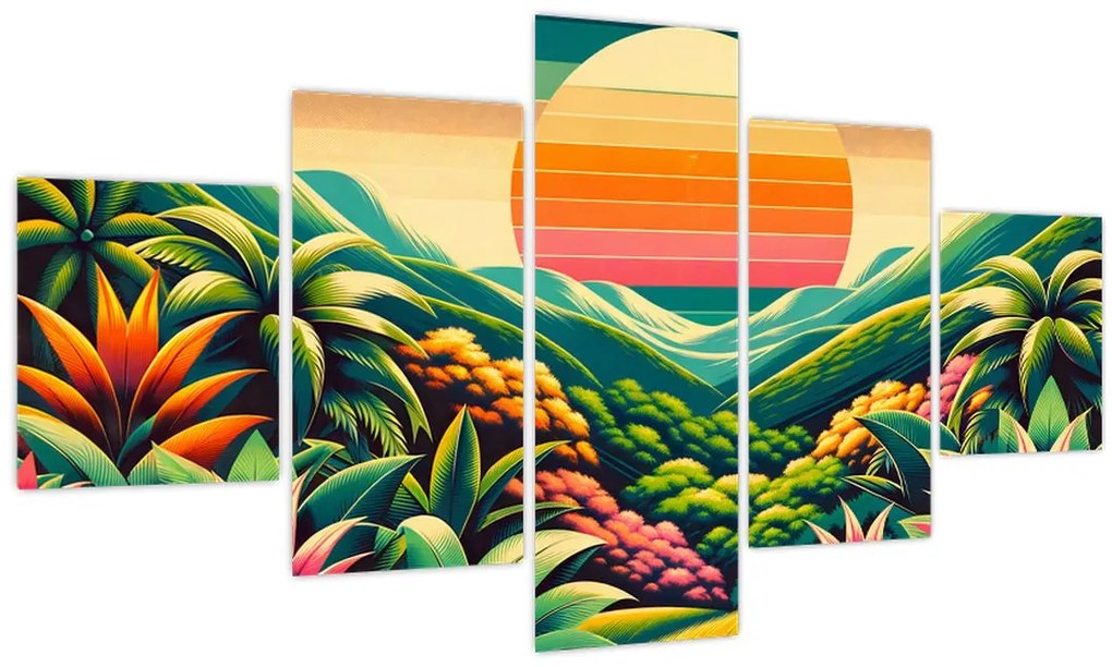 Obraz - Pestrobarevný západ slunce (125x70 cm)