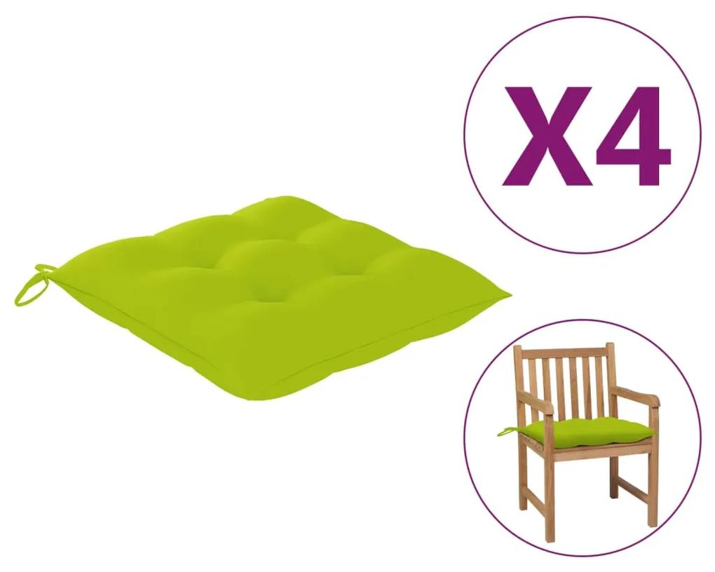 314930 vidaXL Podušky na židle 4 ks jasně zelené 50 x 50 x 7 cm textil