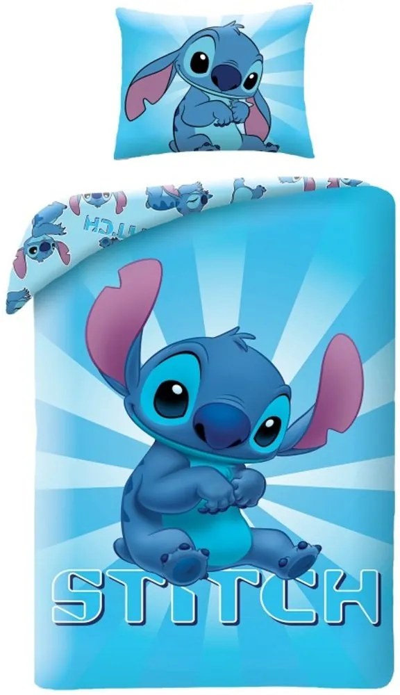 Modré bavlněné ložné povlečení Stitch - motiv z pohádky Lilo &amp; Stitch - 100% bavlna - 70 x 90 cm + 140 x 200 cm