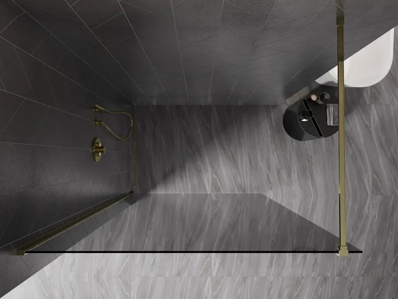 Mexen, Mexen Kioto-X sprchová stěna 90 x 200 cm, grafit 10 mm, zlatá - 800-090-101-50-40-X