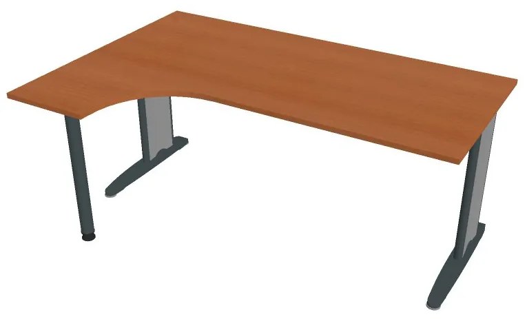 Stůl ergo oblouk pravý 180×120/80 cm - Hobis Flex FE 1800 P Dekor stolové desky: třešeň, Barva nohou: černá