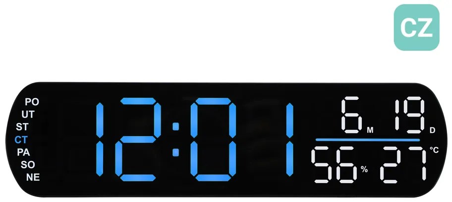 JVD Digitální černý budík do el. sítě JVD SB5512.3 s modrými LED číslicemi