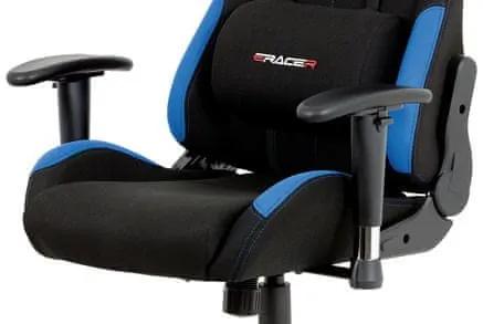 Autronic Kancelářská židle Kancelářská židle, modrá-černá látka, houpací mech, plastový kříž (KA-F02 BLUE)