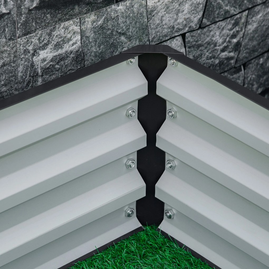 Vyvýšený záhon Outsunny, květinový box, zeleninový záhon, box na rostliny, bylinkový záhon do zahrady, na terasu, balkon, ocel, šedý, 120 x 30 cm