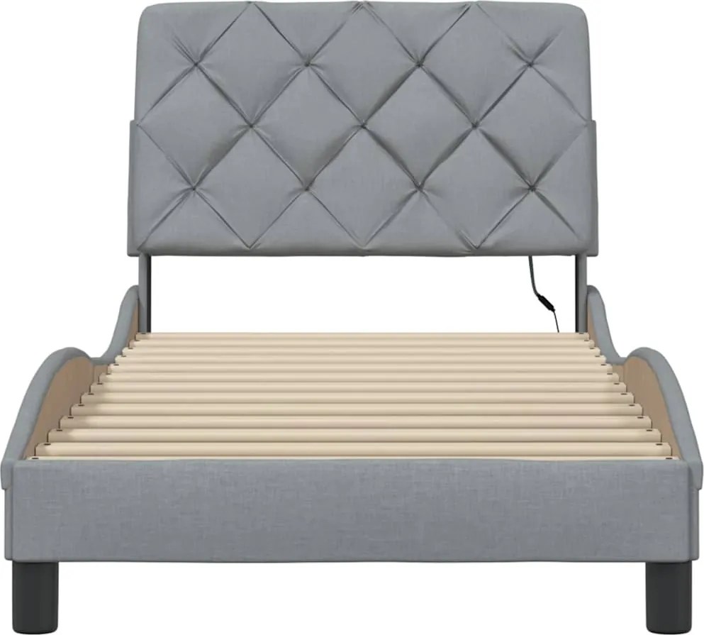 Rám postele s LED bez matrace Světle šedá 90x200 cm Látka 3310643