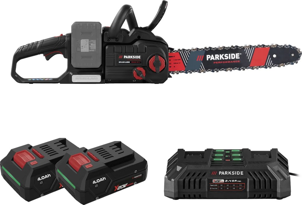 Parkside Performance® Aku řetězová pila Ppksa 40-Li C3, 2x Smart 4 Ah