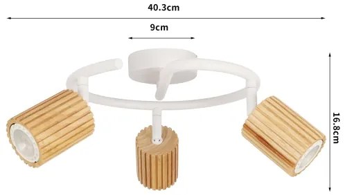 Brilagi - Bodové svítidlo MODERN WOOD 3xGU10/8W/230V dřevo/bílá