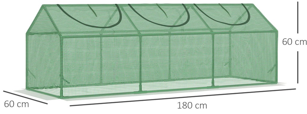 Outsunny skleník s oknem, PE skleník 180x60x60cm, skleník na rajčata a chladicí rám v zelené barvě pro zahradu a balkon | Aosom.de