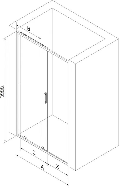 Mexen Exo, posuvné sprchové dveře 135 cm, čiré sklo, zlatá, 8151-135-000-50-00