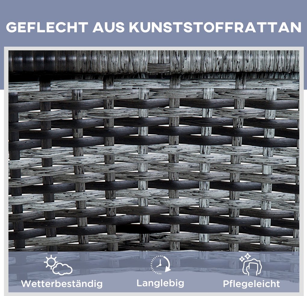 Zahradní lehátko Outsunny sada 3 zahradních stolků, polyratan + kovově šedá | Aosom