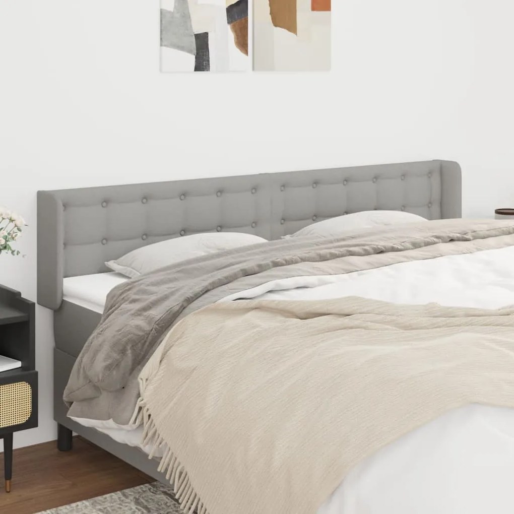 Čelo postele typu ušák světle šedé 163x16x78/88 cm textil 3119208