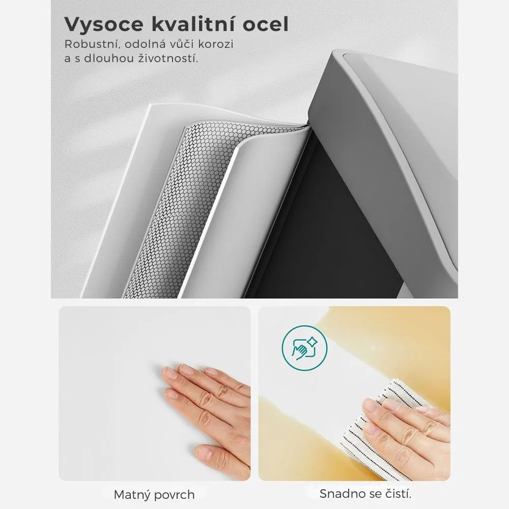 Koš na třídění odpadu SORT 24l (3x8l), šedá/bílá SongmicsHome