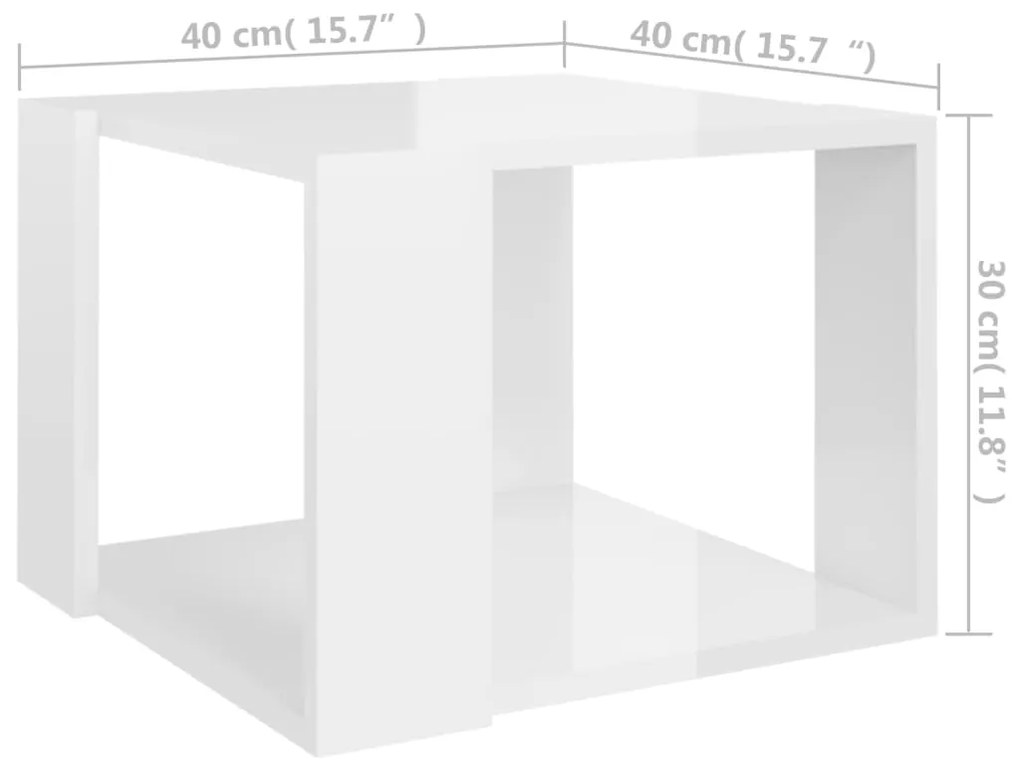Konferenční stolek lesklý bílý 40x40x30 cm kompozitní dřevo - Default Title