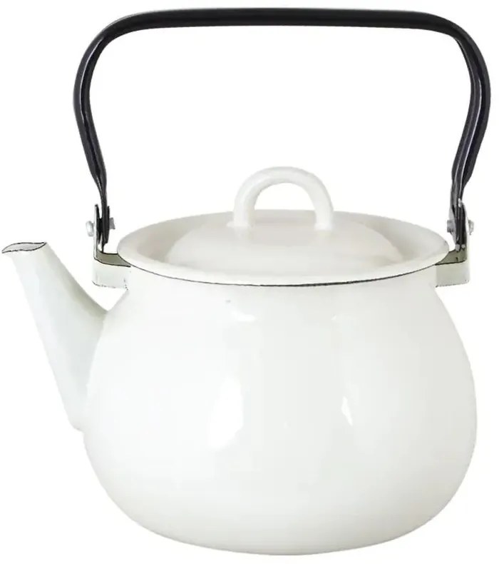 Bílá varná smaltovaná konvice Emil´s Enamel Offwhite - Ø 19 * 16,5 cm / 2,5L