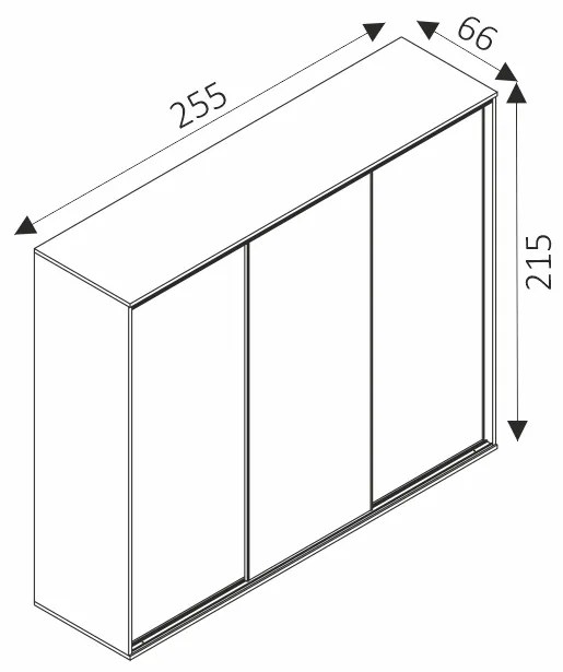 MARIDEX SKŘÍNĚ Šatní skříň - PENELOPA 255 se zrcadlem, dub riviéra